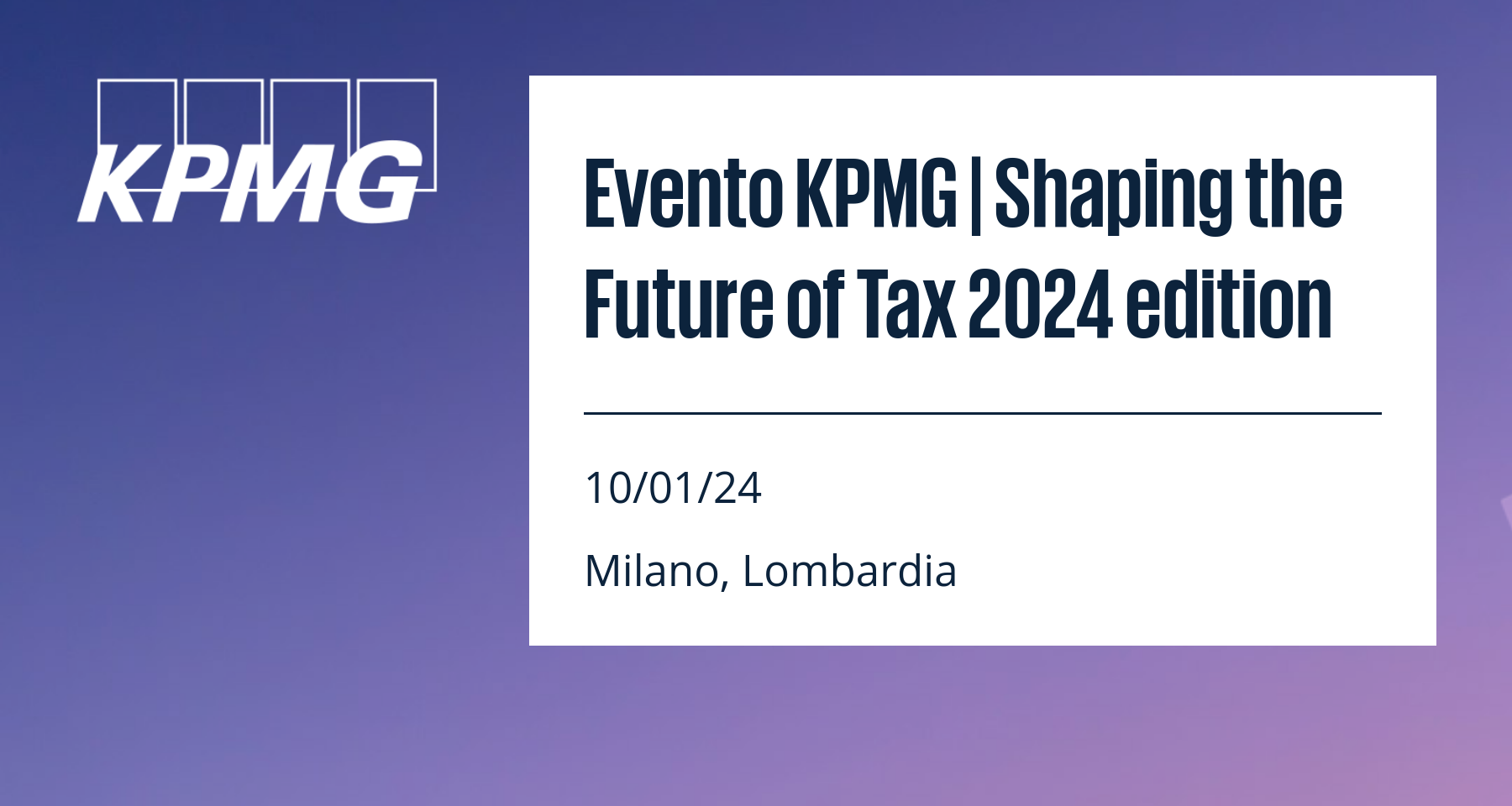 Evento KPMG | Shaping the Future of Tax 2024 edition